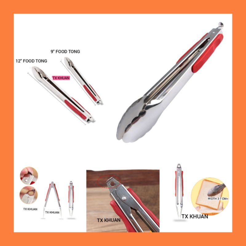 FOOD TONG WITH RED HANDLE / 红柄食物夹 / PENGEPIT MAKANAN DENGAN PEMEGANG ...