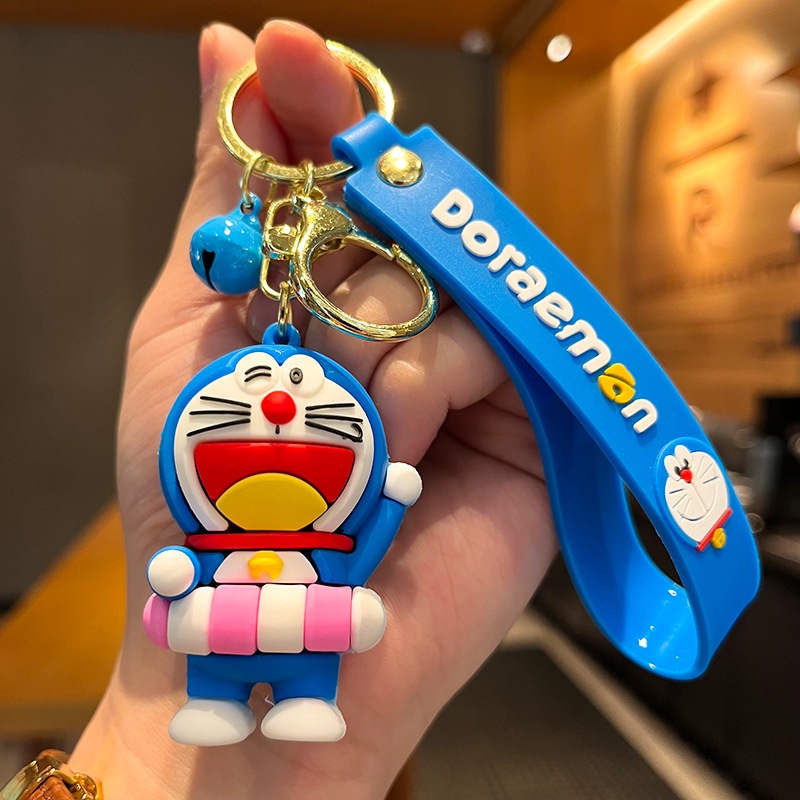 Doraemon Key Ring Pendant Keychain Silicone Doll Tinkerbell Cat Couple ...