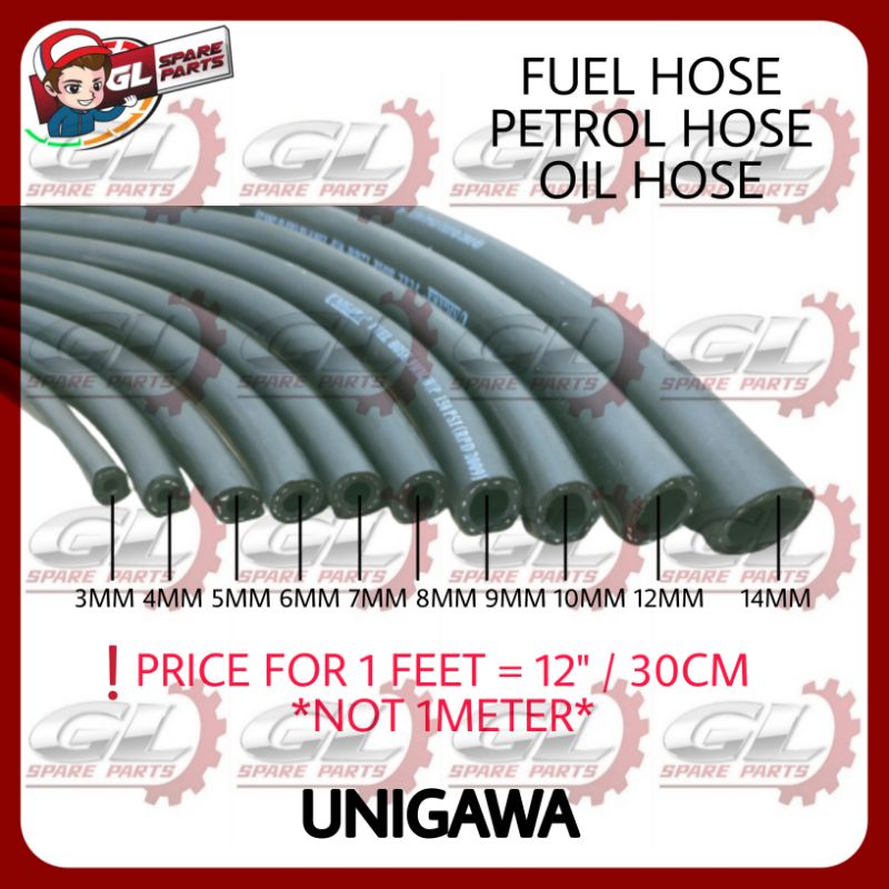 (PRICE FOR 1FEET = 30CM) FUEL HOSE PETROL HOSE OIL HOSE 3MM 4MM 5MM 6MM 7MM 8MM 9MM 10MM 12MM ...