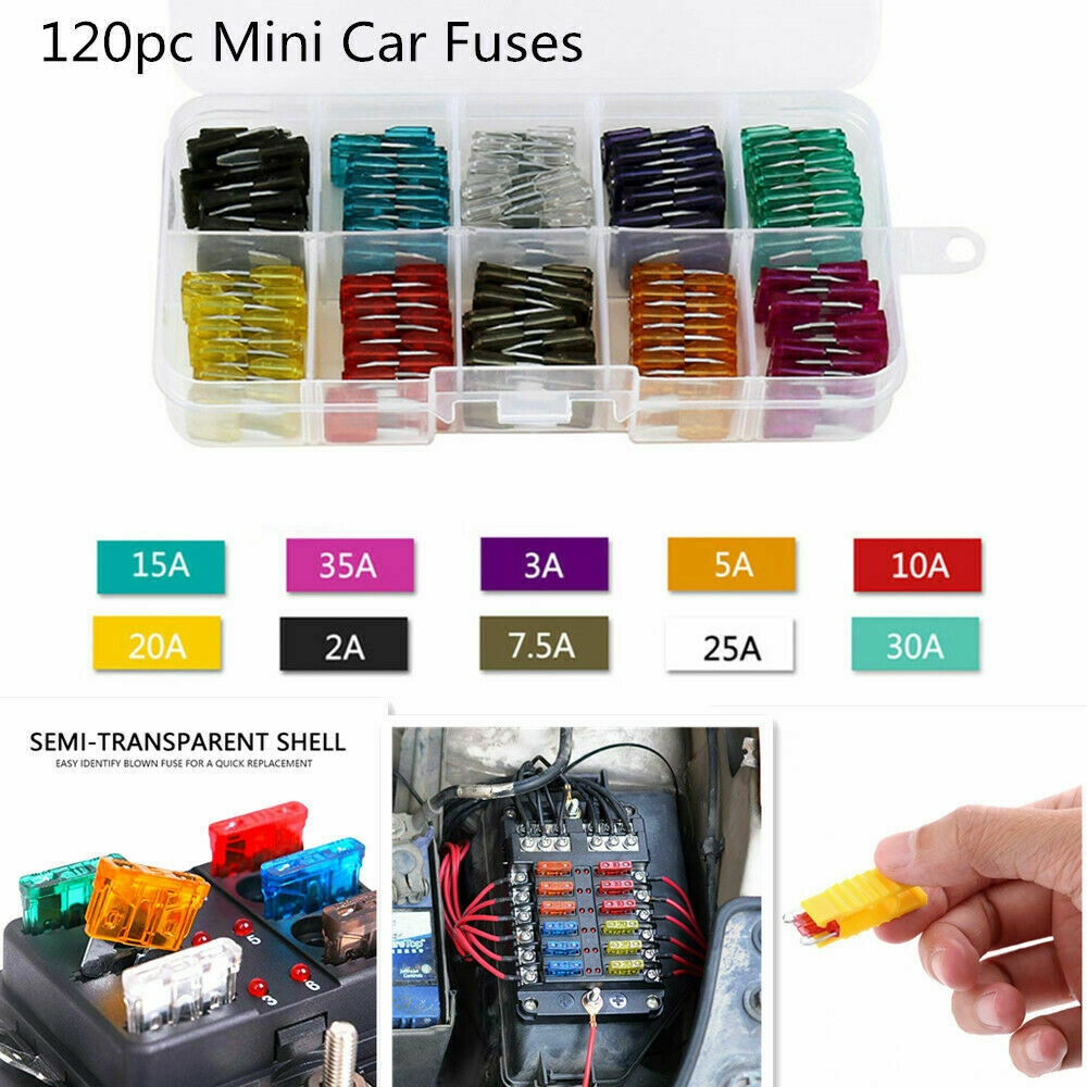 🔥🔥120pcs Car Fuse blade Mini Auto Car Van Truck Blades Fuses Assorted ...