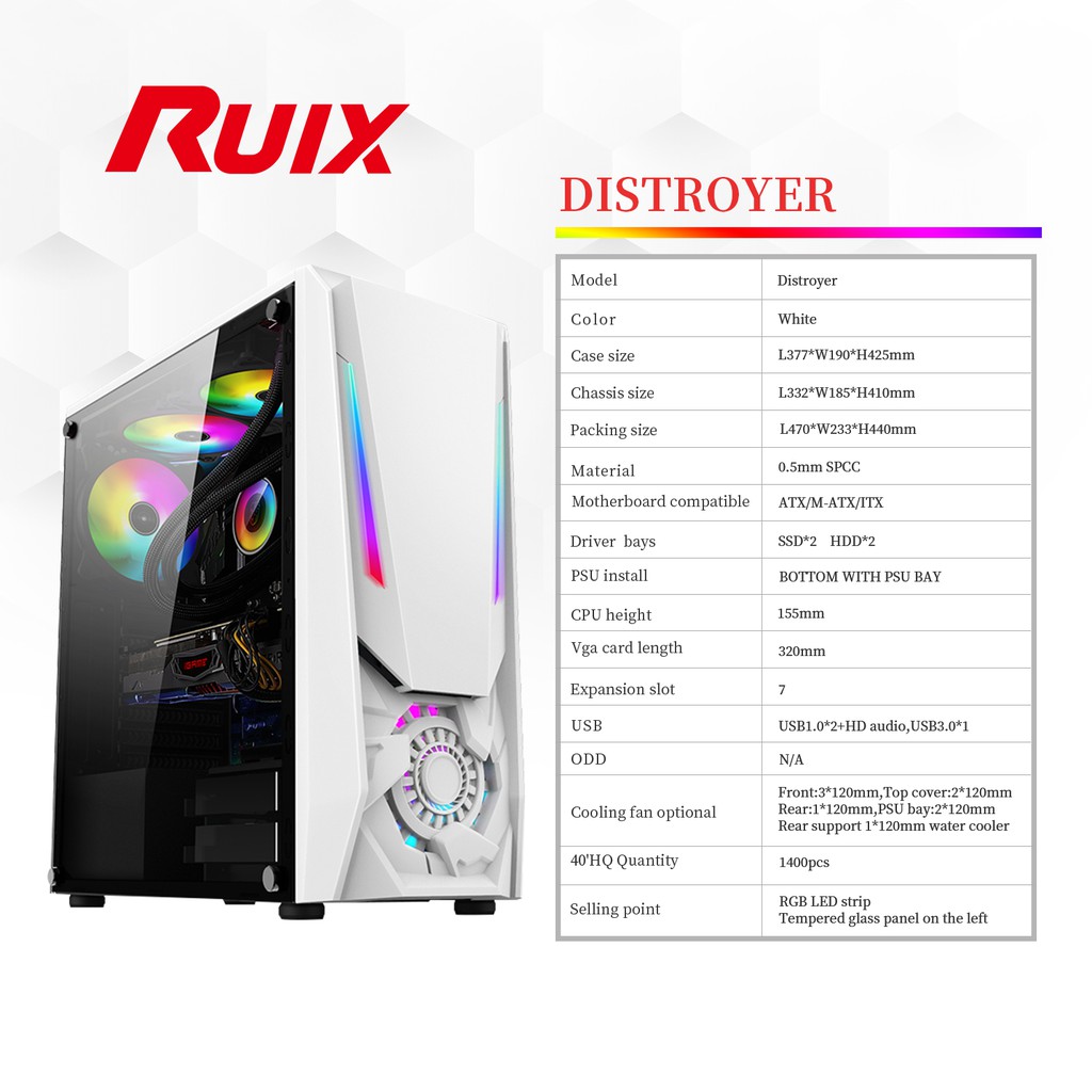 Case AAP DESTROYER GAMING LED RGB - LED CASE | Shopee Malaysia