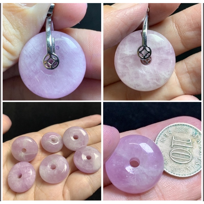 (Real Unit) Kunzite Stone Mini Pendant-4-8g+Chinese Button/"Ping An Kou ...