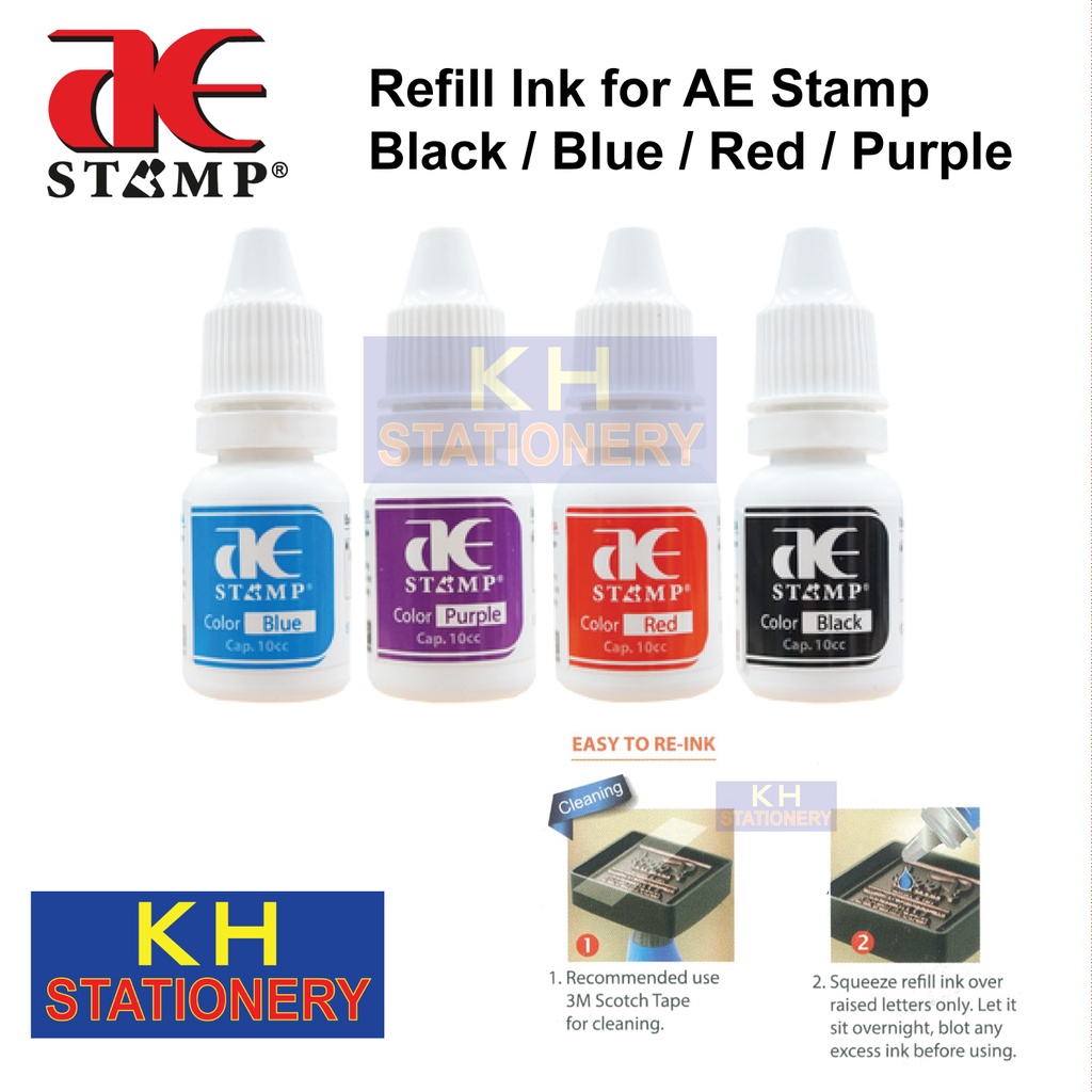 AE Stamp Refill Ink Bottle 10cc Black Blue Red Purple / Refill Ink for ...