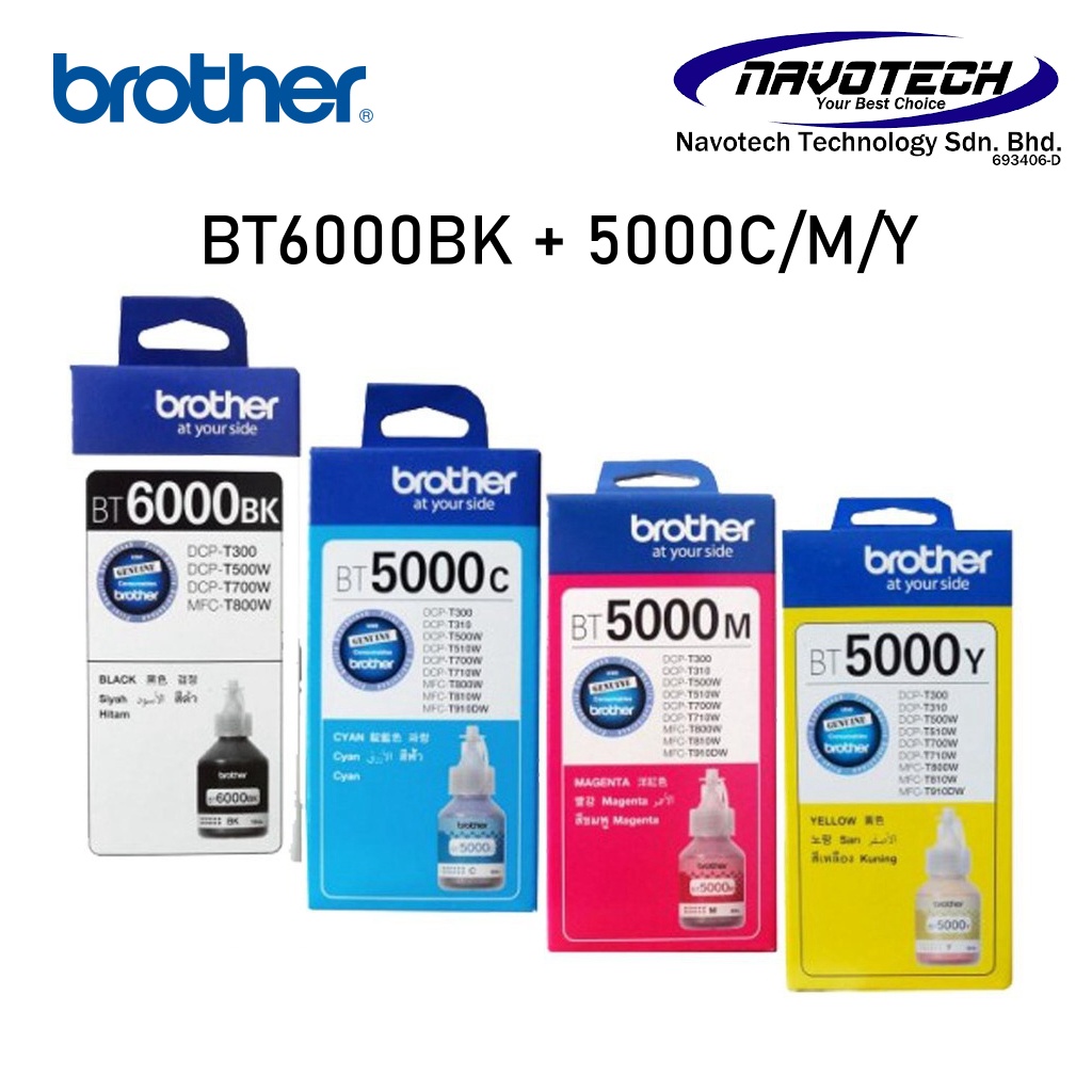 Brother BT6000 + BT5000 BCMY INK FOR T300/T500W/T700W/T800W | Shopee ...