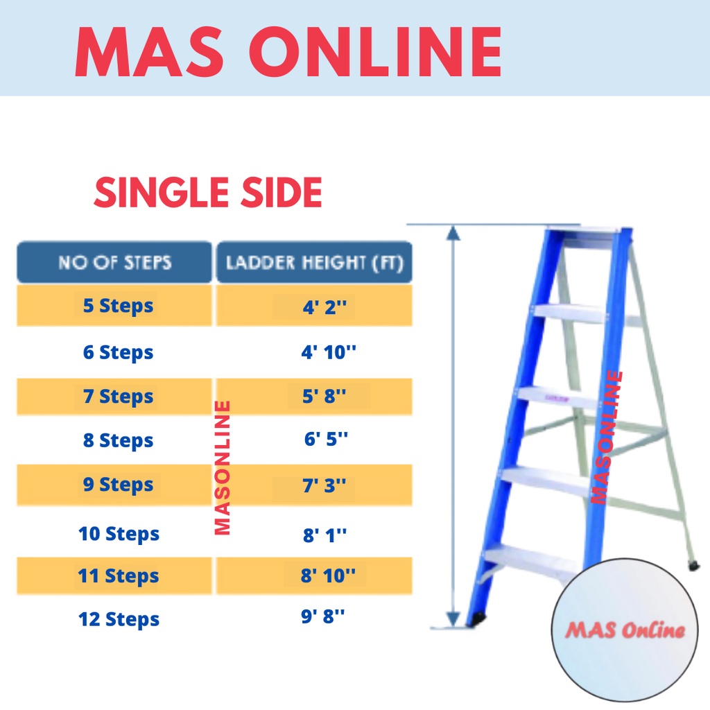 Everlas 11 Steps Single Sided Ladder Aluminium Tangga Lipat Stairs ...