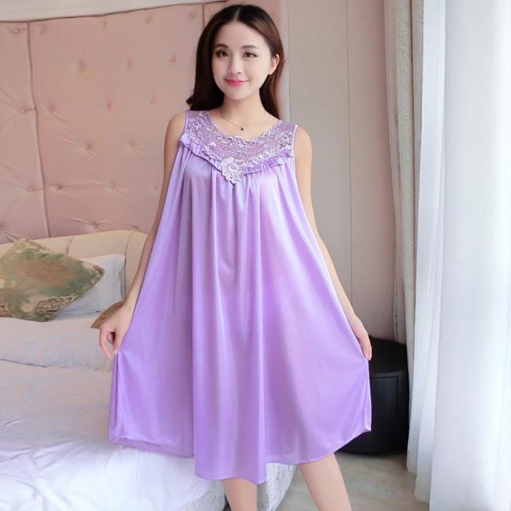[MEG'S] READY STOCK Tanpa Lengan Gaun Plus Size Satin Nightdress ...