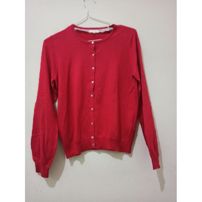 MERAH Earth Music and Ecology Red Cardigan | Shopee Malaysia
