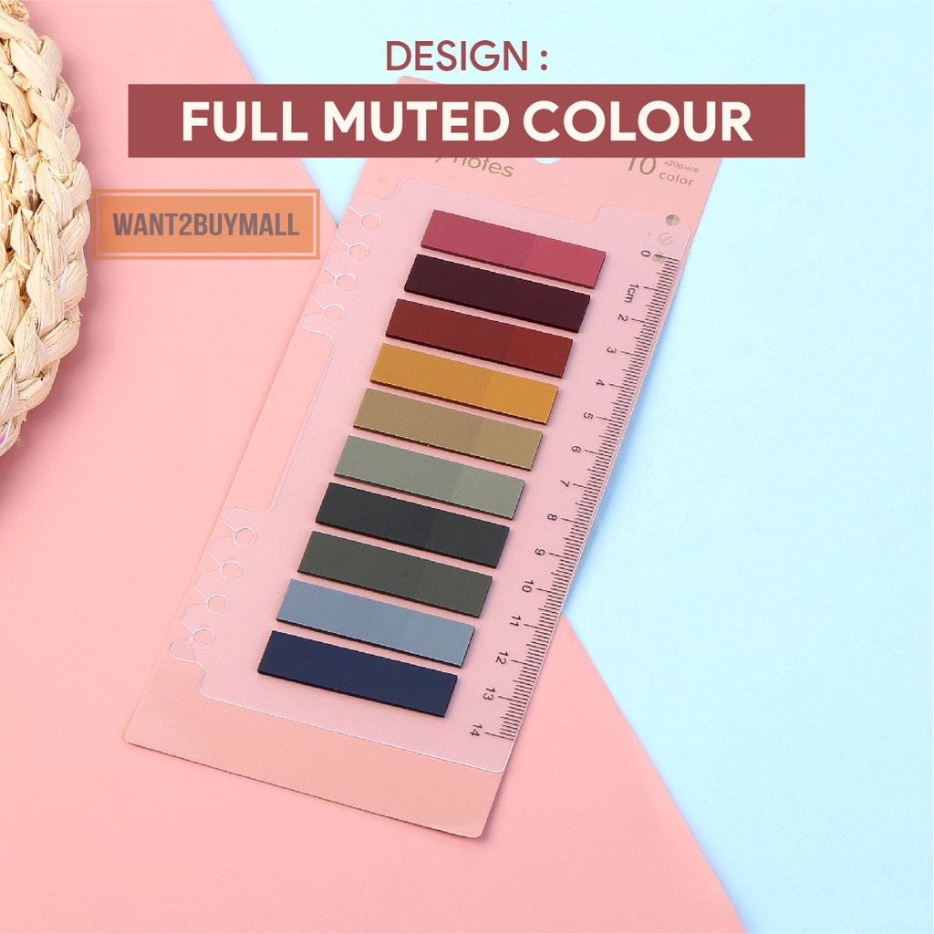 200pcs Retro Morandi Sticky Pet Note Colorful Sticky Notes Bookmark ...