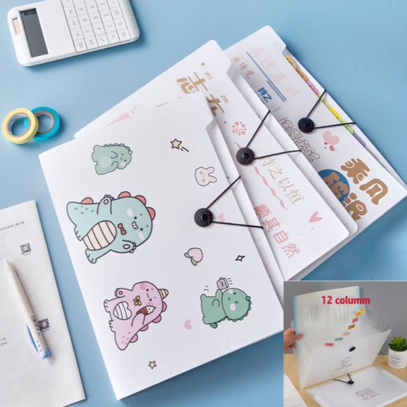 12 Columns A4-Paper Expanding File Folder Pockets Document File ...