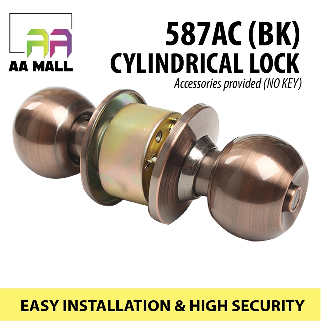 AA MALL HIGH SECURITY BROWN CYLINDRICAL DOOR KNOB LOCK KUNCI PINTU ...