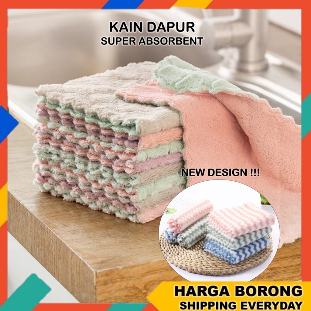 Kain Dapur Kitchen Towel Super Absorbent Microfiber Cleaning Cloth Hand ...