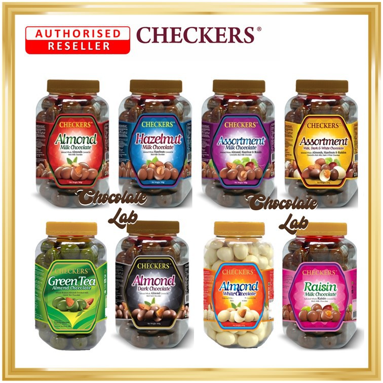 Checkers Chocolate Jar - ALMOND/HAZELNUT/RAISIN/ASSORTMENT/GREEN TEA ...