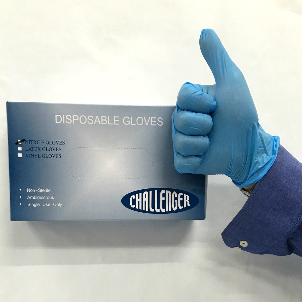 Challenger Disposable Powder Free Blue Nitrile Glove | Shopee Malaysia