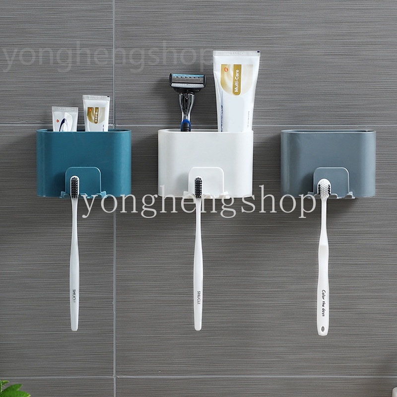 Creative Simple Wall-mounted Toothbrush Holder Punchfree Toothpaste ...