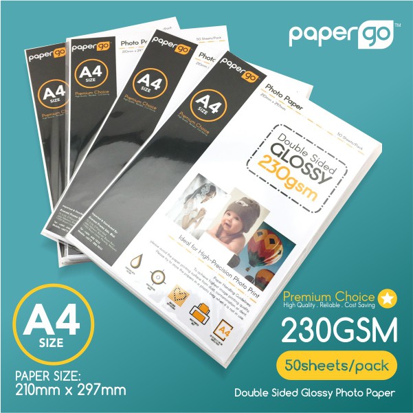 230gsm Photo Paper (50 pcs/packet) A4 Size Glossy Double Side Print ...