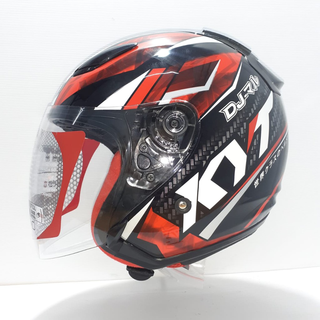 Half FACE DJ MARU HELMET SERIES 15 BLACK RED MOTIF | Shopee Malaysia