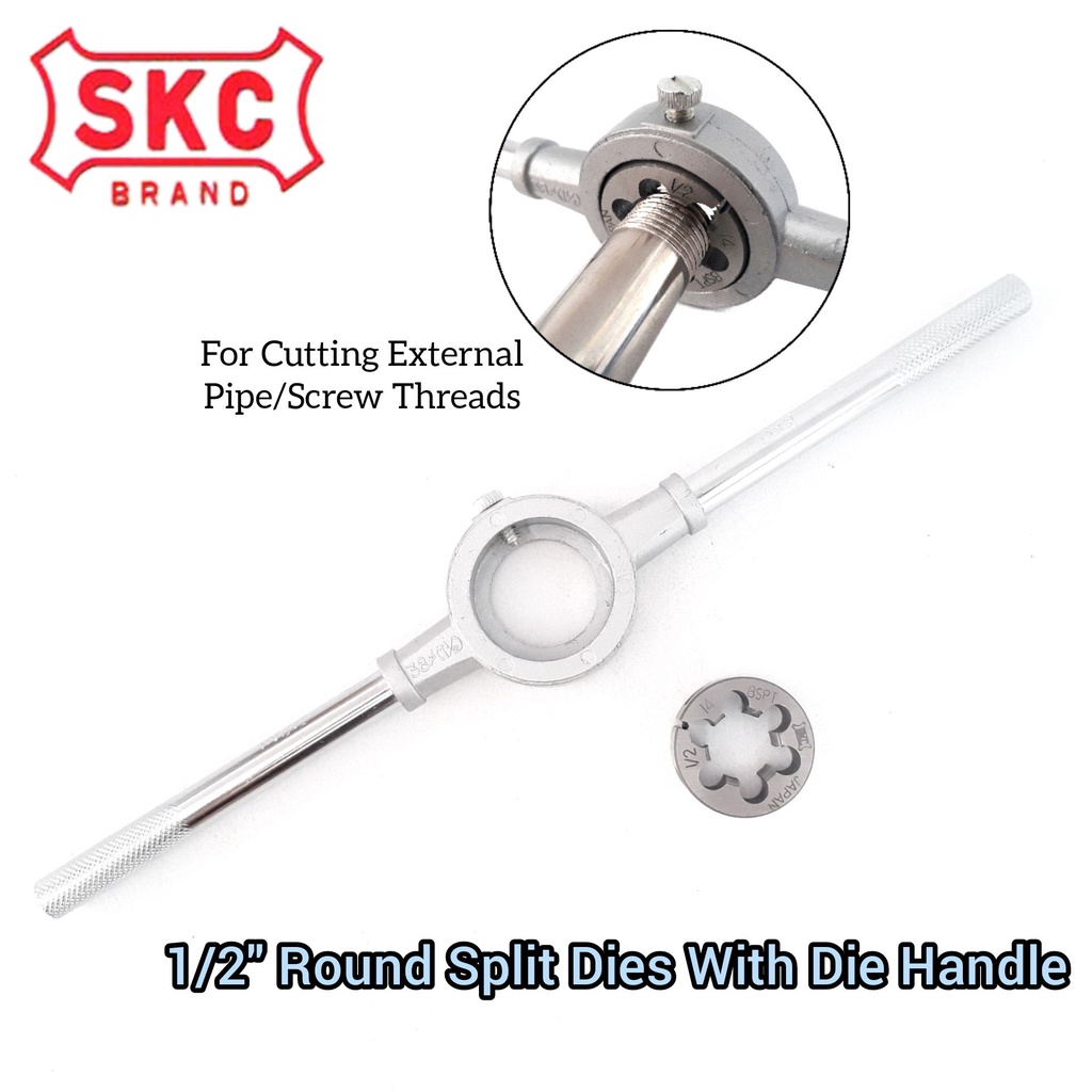 Japan SKC 1/2Inch BSPT Size House DIY Pipe Round Split Dies With Die Handle For House Pipe ...