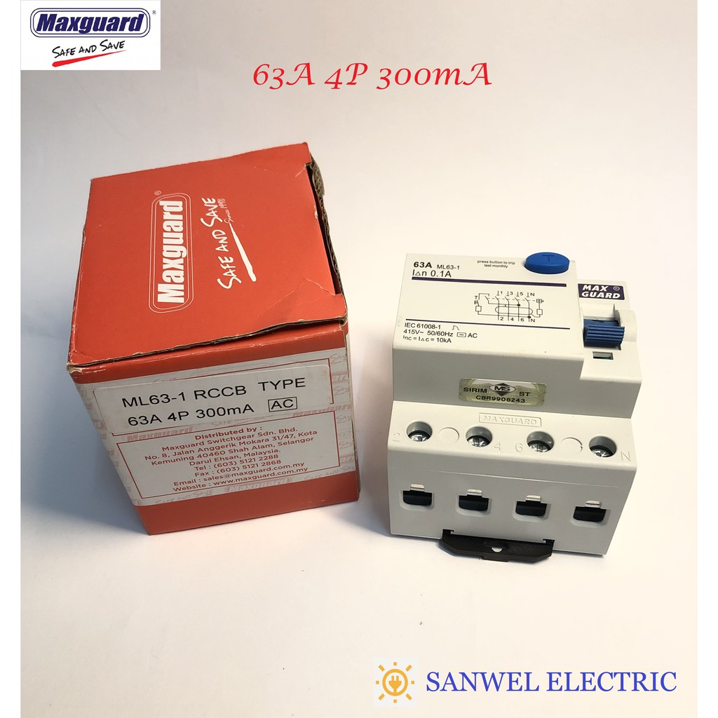 Maxguard 40A/63A 2P & 4P 100mA 300mA RCCB (ELCB) | Shopee Malaysia