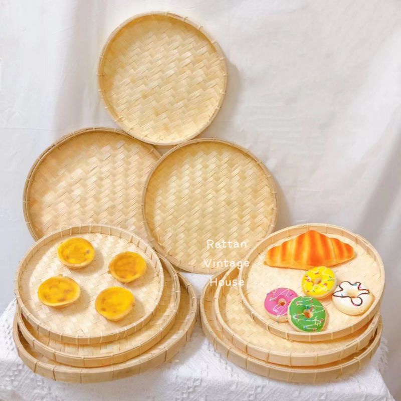 (Rattanvintage)🔥 SMALL Round Bamboo Tray | Nyiru Buluh bulat Anyaman ...