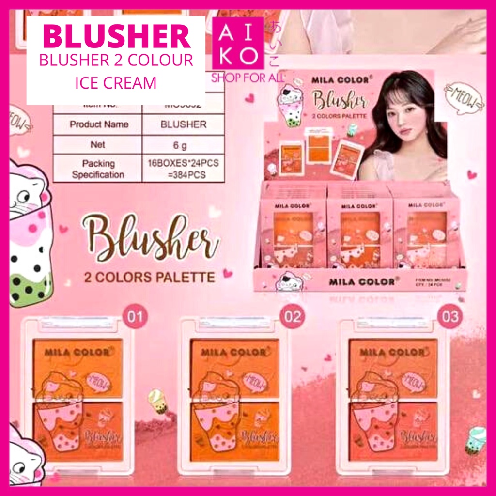 (AIKO) MILA COLOR BLUSHER 2 COLOUR ICE CREAM | Shopee Malaysia