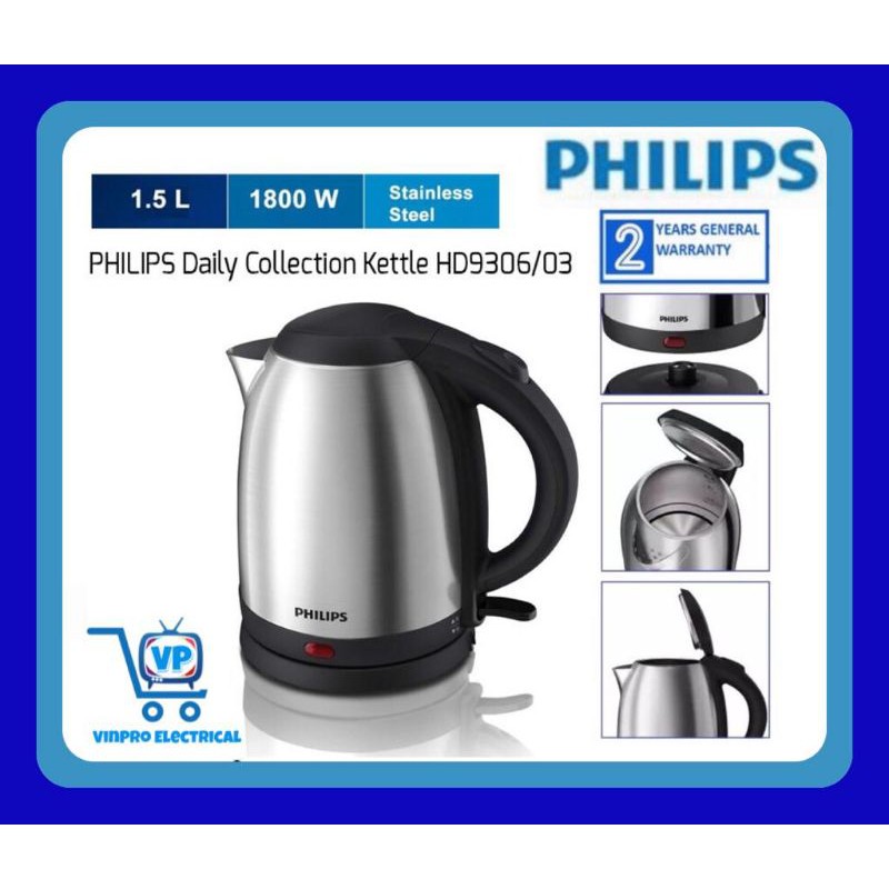 Philips HD9306 Stainless Steel Jug Kettle 1.5L | Shopee Malaysia