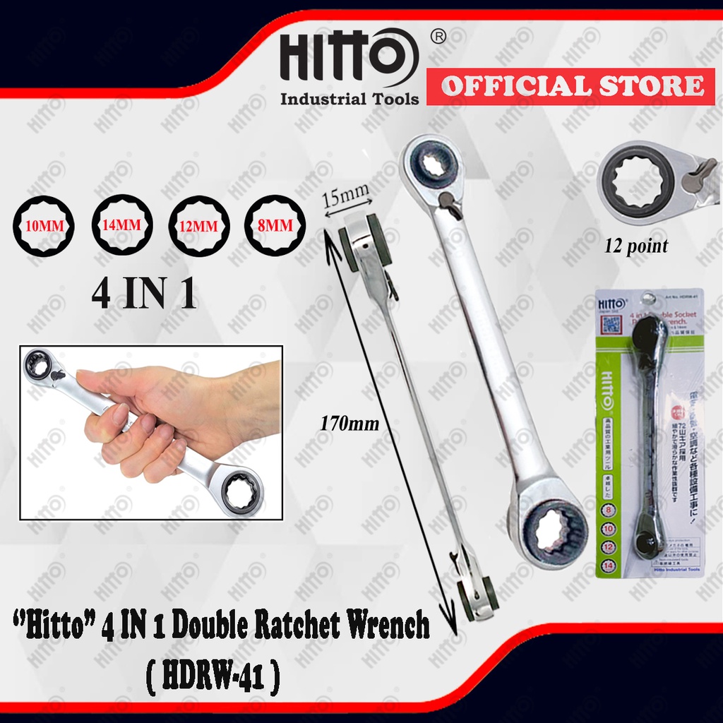 [ HITTO ] Heavy Duty 4 in 1 Double Ratchet Wrench / Ratchet Handle ...