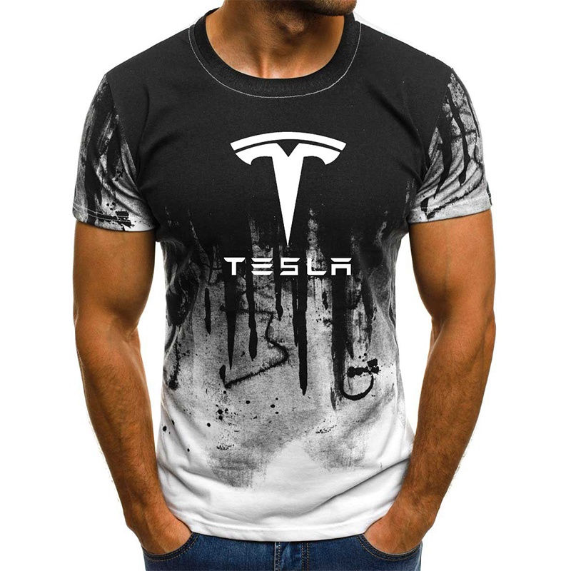 Summer Tesla T-Shirts Tie Dye 3D Print Streetwear Men Women Fashion ...