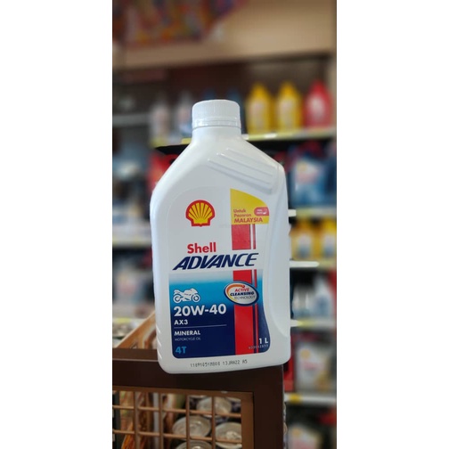 [ORIGINAL] SHELL ADVANCE AX3 20W-40 1L (PASARAN MALAYSIA) | Shopee Malaysia