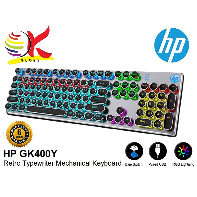 HP GK400Y RETRO TYPEWRITER WIRED RGB MECHANICAL KEYBOARD WITH RETRO ...