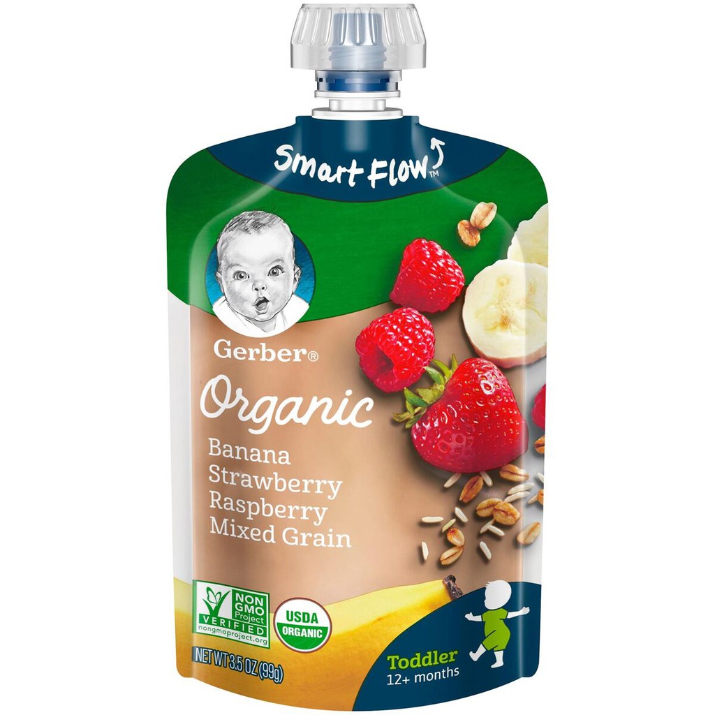 Gerber Organic 2nd Food- Fruits Vegetables Puree Pouch 3.5 oz / Happy ...