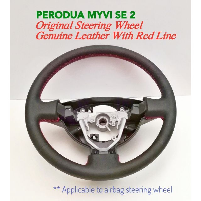 Perodua Myvi SE 2 Original Leather Steering Wheel With Red Line ...