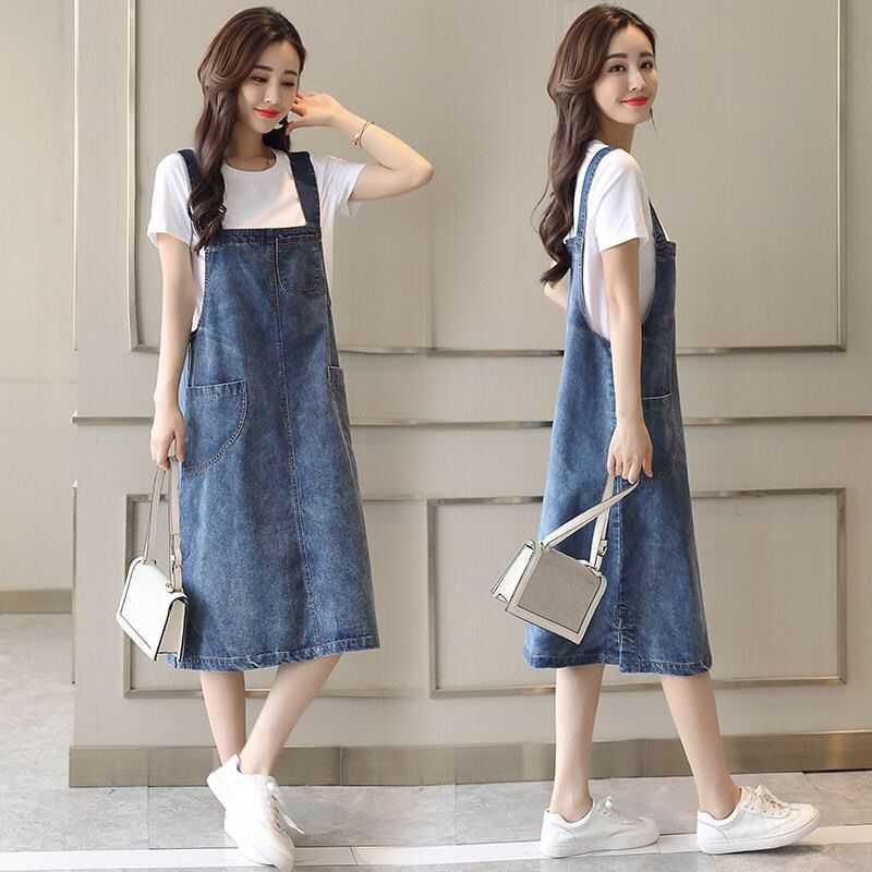 Women's Hong Kong-Style Denim Suspender Dress Spring and Summer New ...
