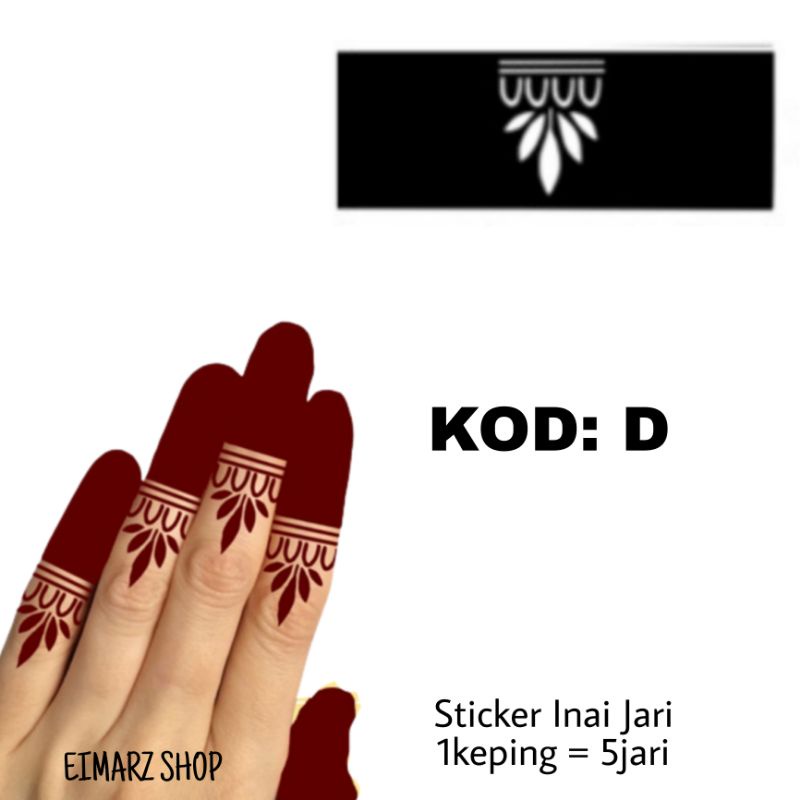 Sticker Inai Jari Celup Pelbagai Corak Cantik (5jari/pcs) | Shopee Malaysia