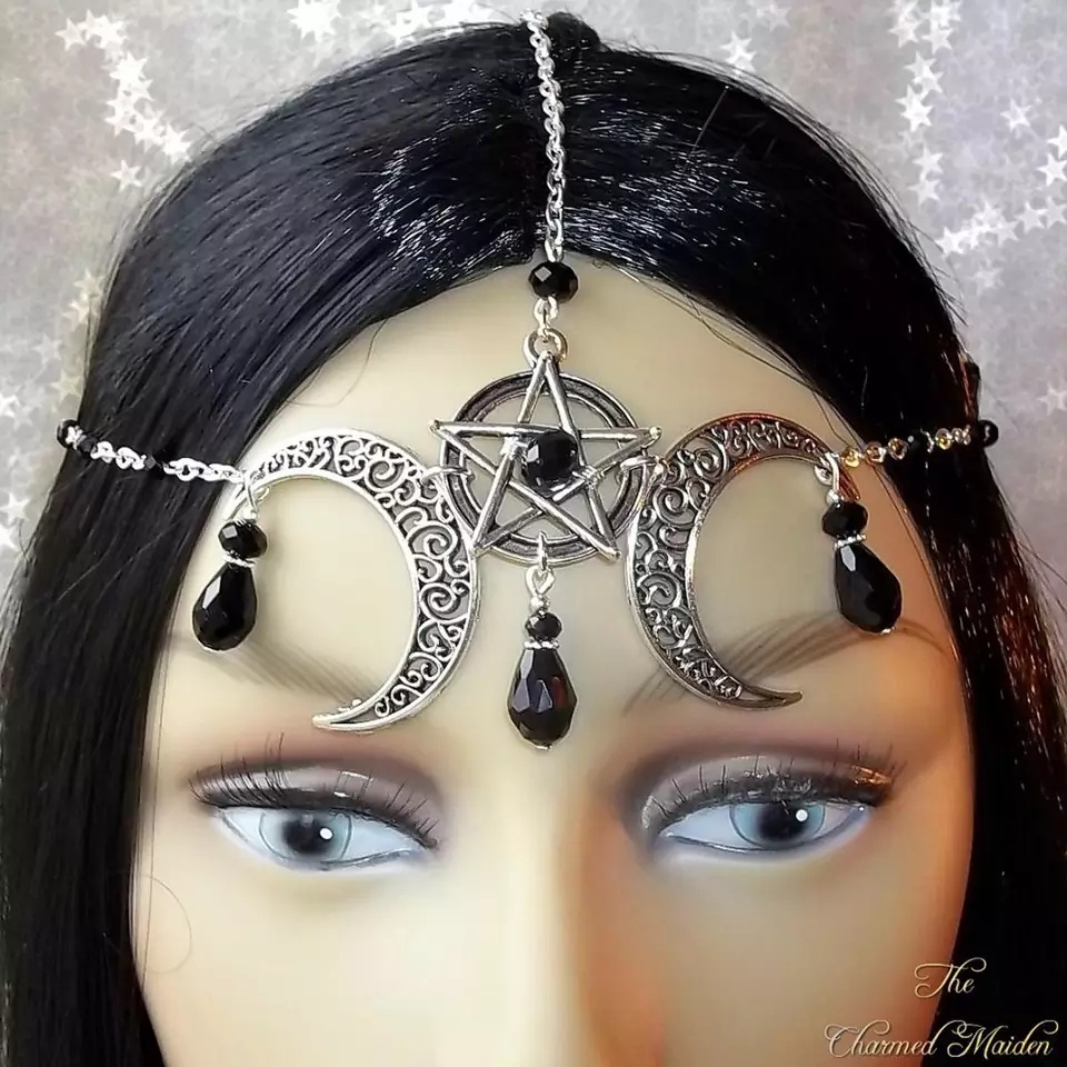 Wicca Moon & Triskele Headpiece Gothic Head Chain Moon Circlet Pagan ...