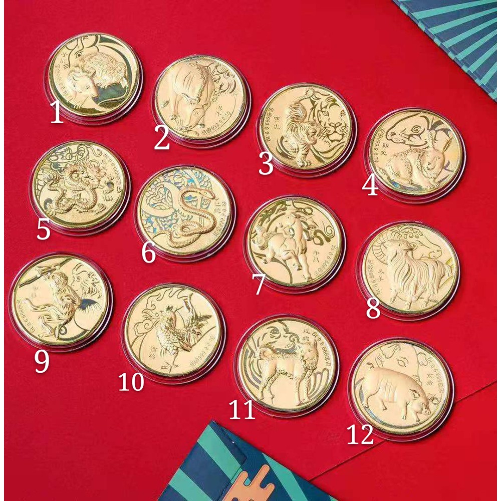 GOLD COIN 12 MODEL ANIMAL DESIGN COLLECTION GIFT ( NOT REAL GOLD ...