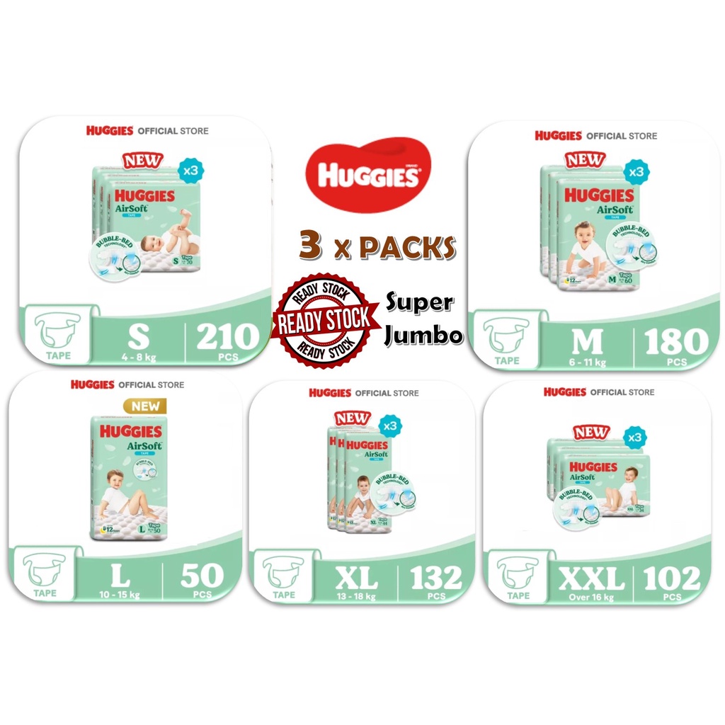 *Ready Stock* Huggies Ultra Natural Soft Diapers / Huggies AirSoft Tape ...