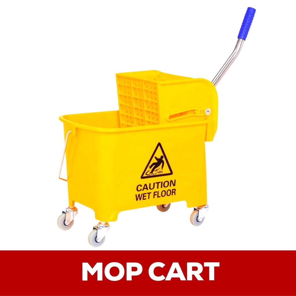 8068 Mop Cart Bucket c/w Wheel Castor 20L Cleaner Pail Janitor Double ...