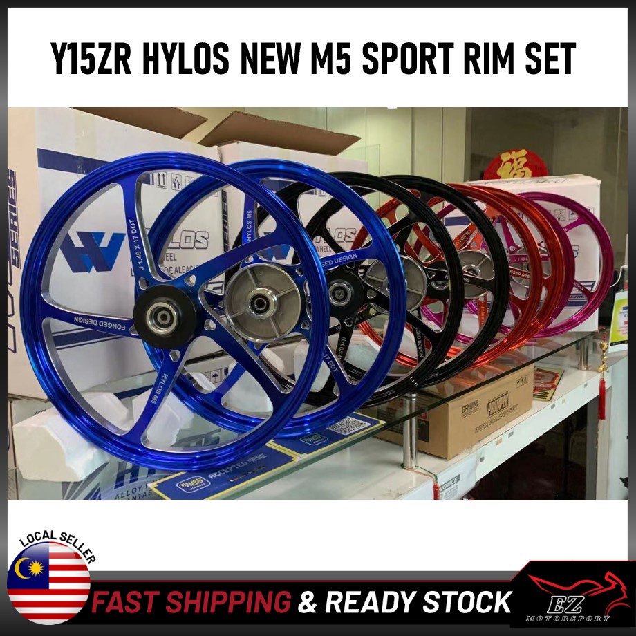 💯🔥 Hylos New M5 Open Hub Sport Rim Set 140/160-17 YAMAHA Y15 Y15ZR Y16 ...