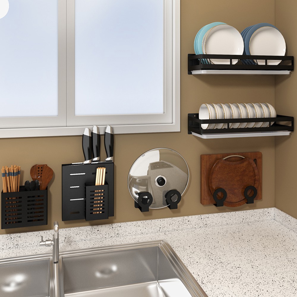Wall mounted dish rack Kitchen organizer shelf Rack Drainer knife ...