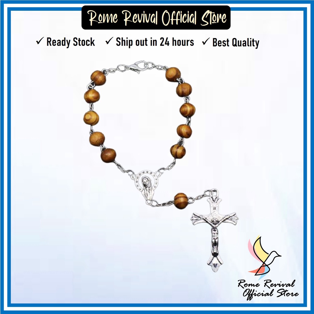 🔥Ready Stock🔥 Christian Pine Bead Bracelet Cross Premium Rosary ...