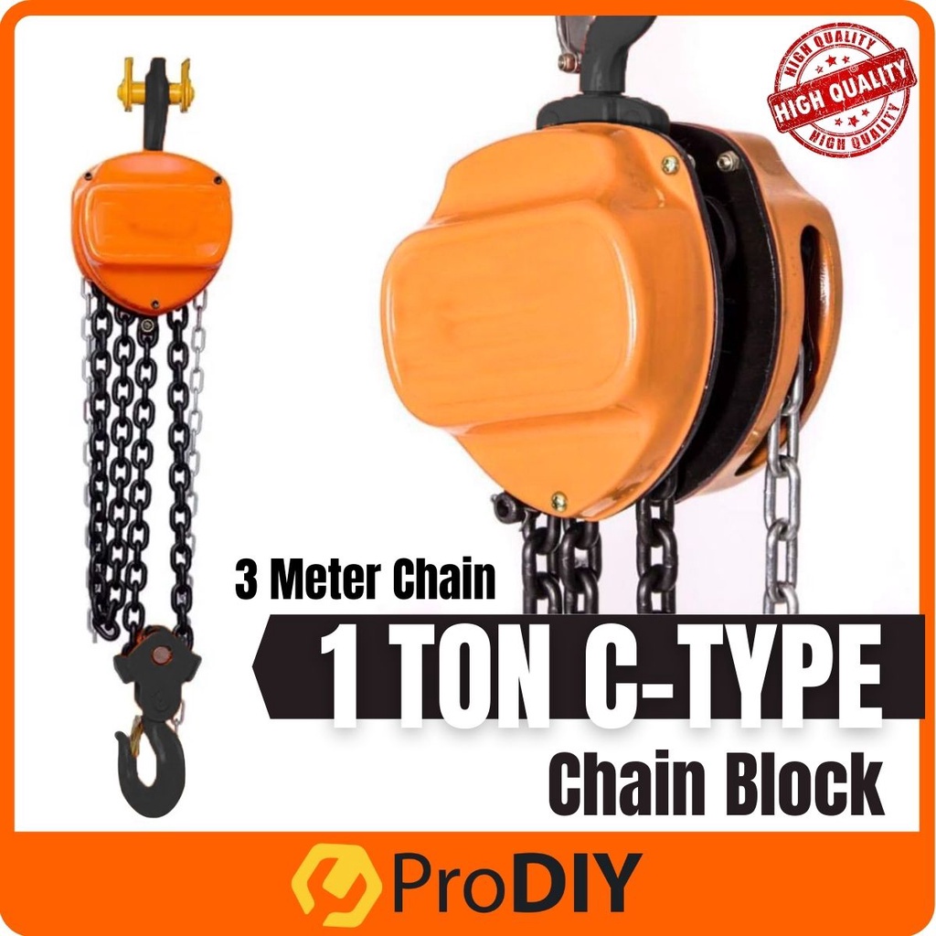 [ 1 TON X 3 METER ] Heavy Duty Chain Block Lifting Block Chain Hoist ...