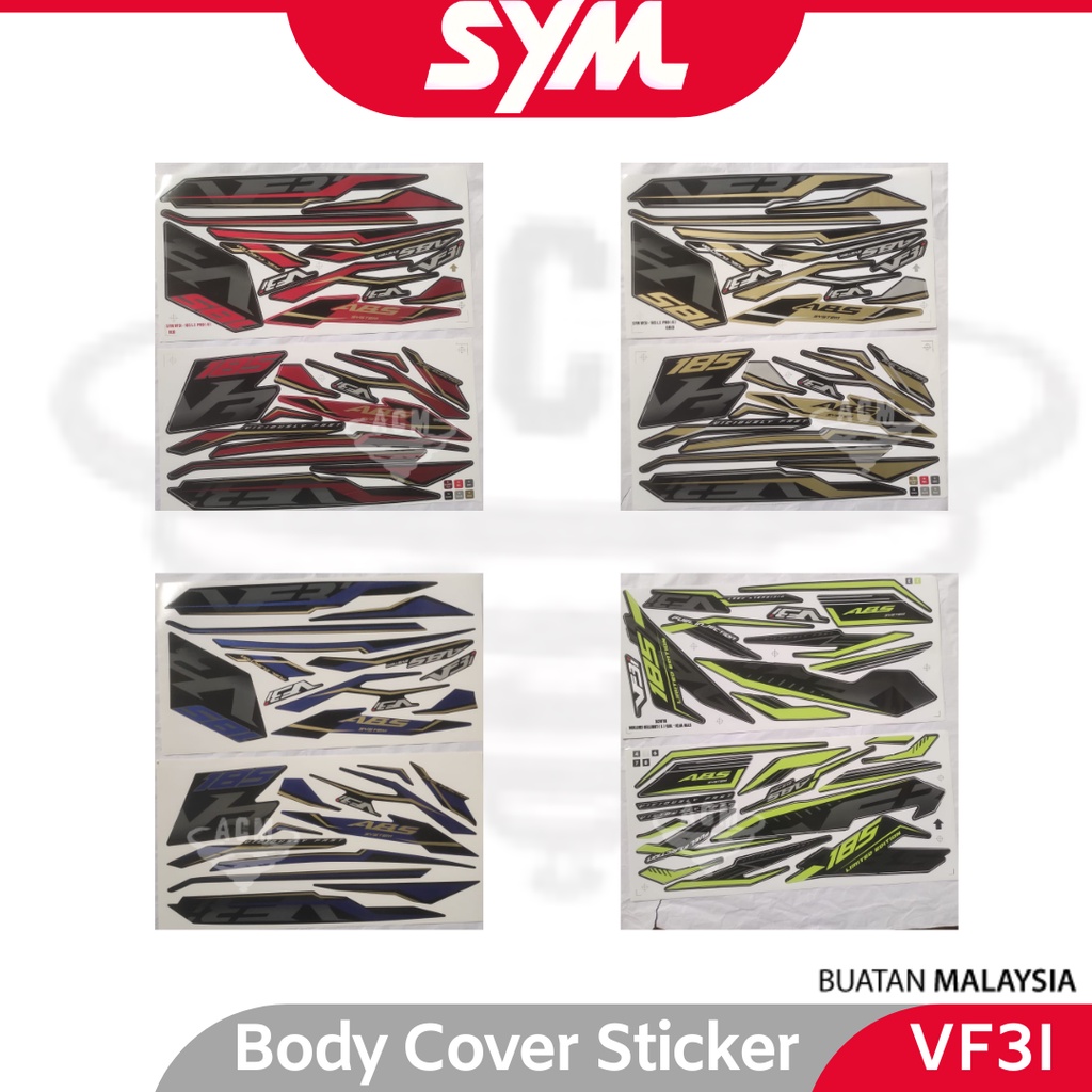 SYM VF3I Body Cover Set Coverset Stripe Strike Sticker VF3I - Yellow ...