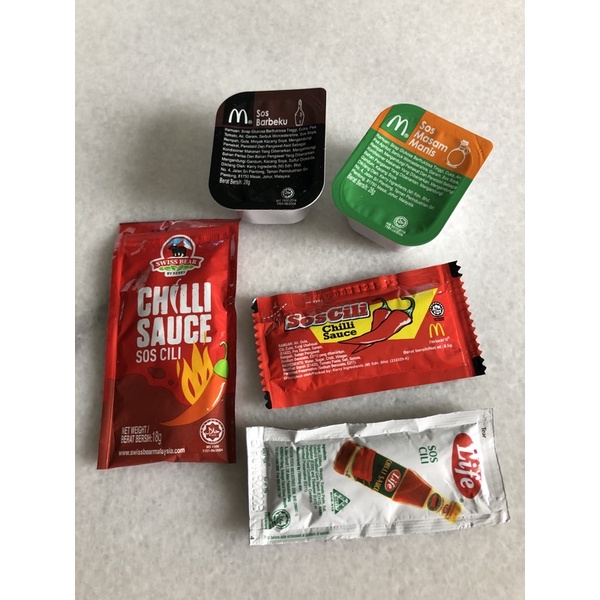 Chili Sauce Sachet KFC McD Domino's Texas Life Swiss Bear Chili Flakes ...