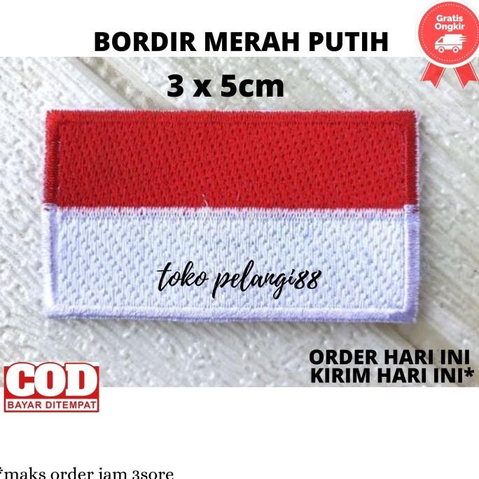 MERAH PUTIH Emblem Bed Red And White Flag Embroidery Tille Bet ...