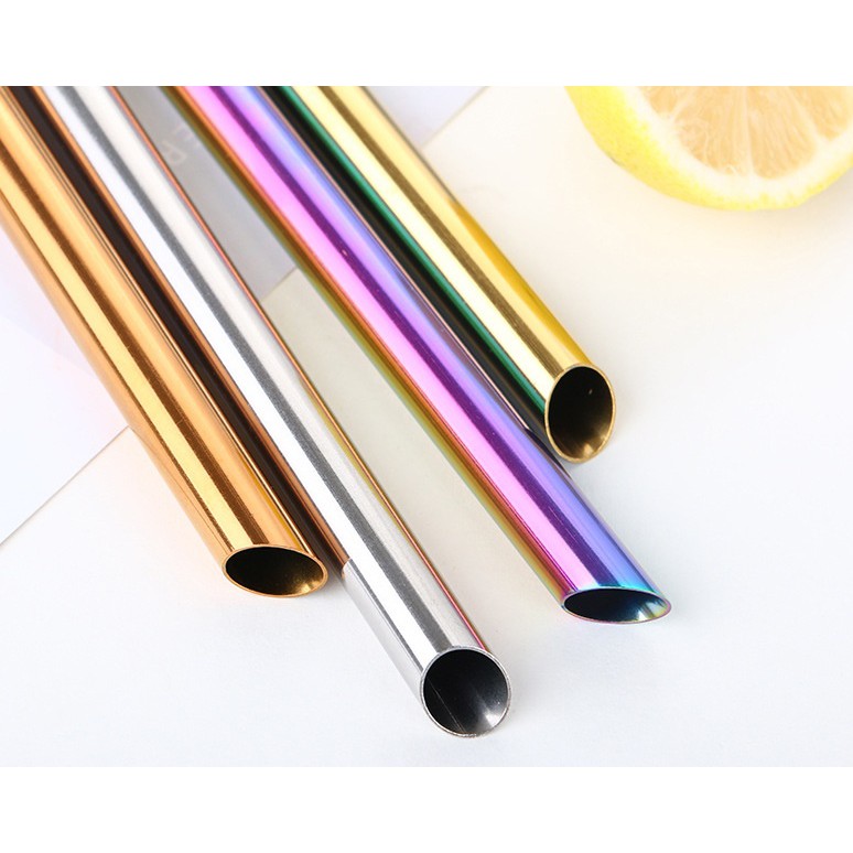 HH199 Metal Big Straw 12mm Pointed-End Drinking Straw Boba Tea Bubble ...