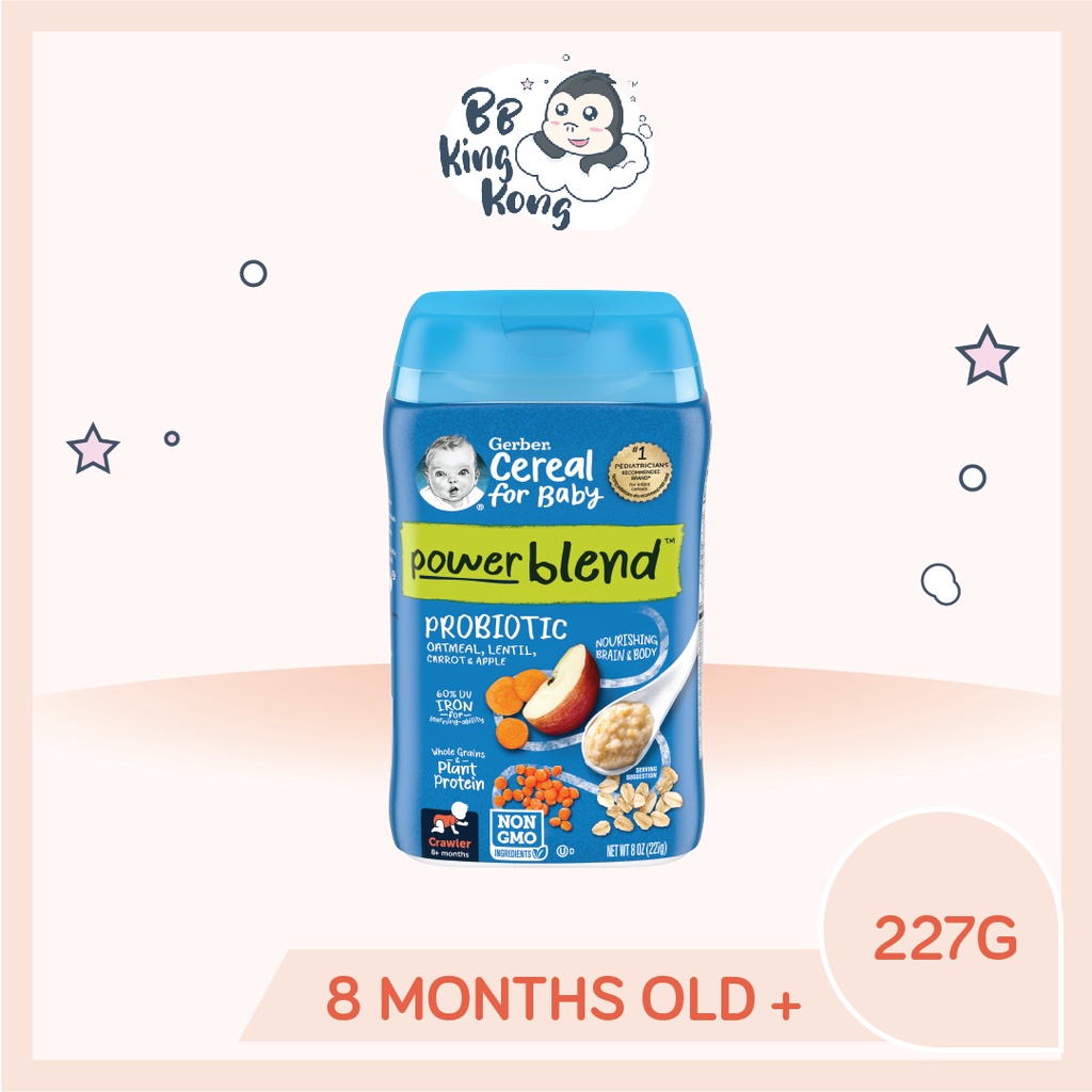 BB King Kong Gerber Powerblend Probiotic Cereal Oatmeal, Lentil 227g ...