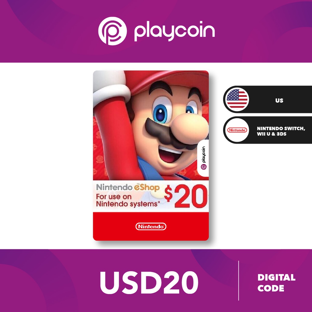 [E-MAIL Instant Delivery 24/7] Nintendo eShop Wallet - 20 USD (US) for Nintendo Switch/Switch ...