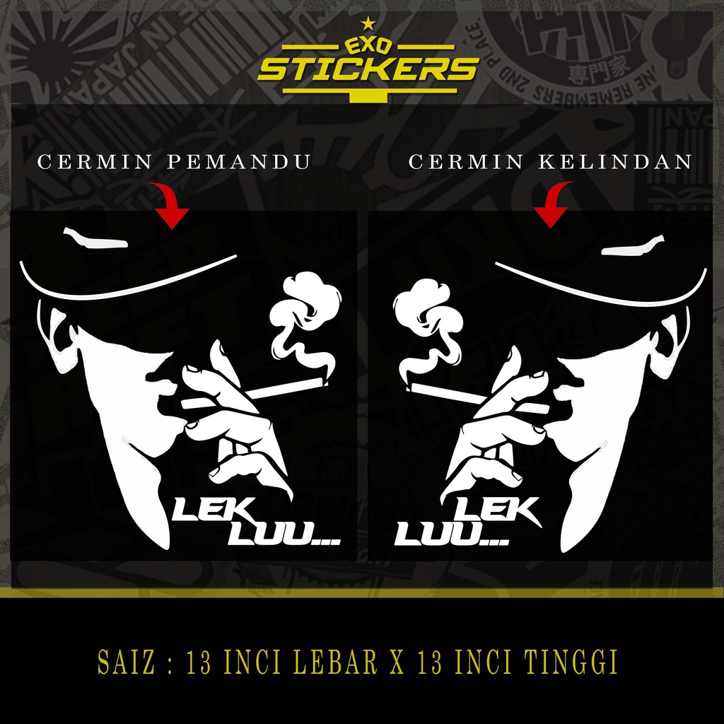 Sticker Lek Luu untuk cermin lori kereta van sticker potong tampal luar ...