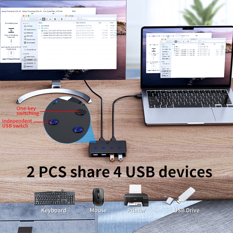 ACASIS USB 3.0 KVM Switch, 2 Computers 4-Port USB Peripheral Switcher ...