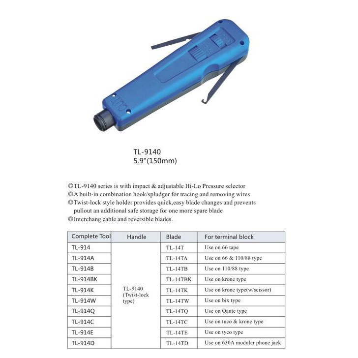 Network & Telephone Cable Wire Punch Down / Punching / Insert Tool ...